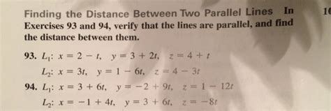 solved finding the distance between two parallel lines in