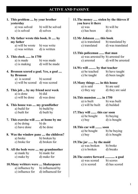 Passive Online Worksheet For Pre Intermediate English Vocabulary