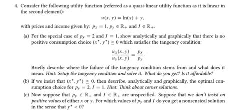 solved consider the following utility function referred as