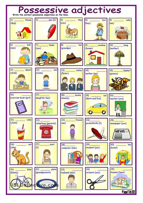 Adjetivos Posesivos Ejercicios