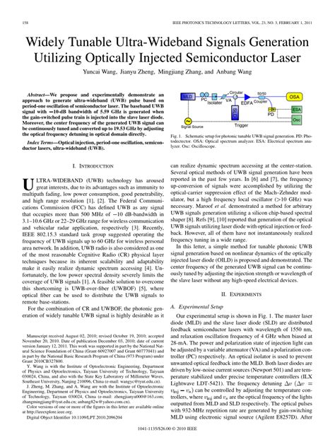 pdf widely tunable ultra wideband signals generation utilizing optically injected