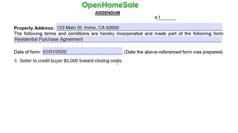Real Estate Addendum Form Fillable Printable Forms Free Online