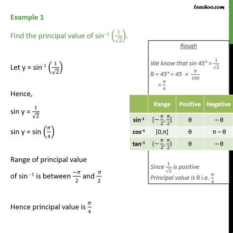 example 1 find principal value of sin 1 1 root 2 finding princip