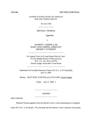 Fillable Online Michael Thomas Appellant V Andrew J Third