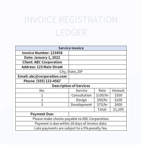 Invoice Registration Ledger Excel Template And Google Sheets File For
