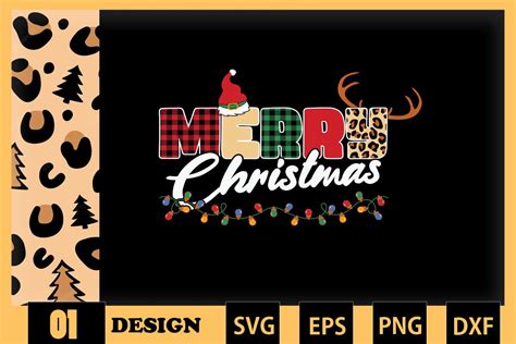 Merry Christmas Leopard Buffalo Plaid Graphic By Skinite Creative Fabrica