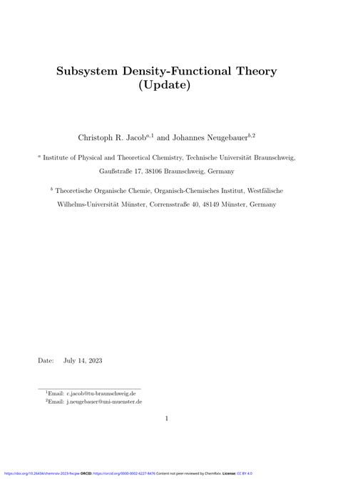 pdf subsystem density functional theory update