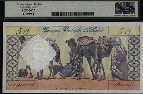 Welt Banknoten 50 DINARS 1964 TT PK 124a ALGERIA STUNNING OVER SIZE