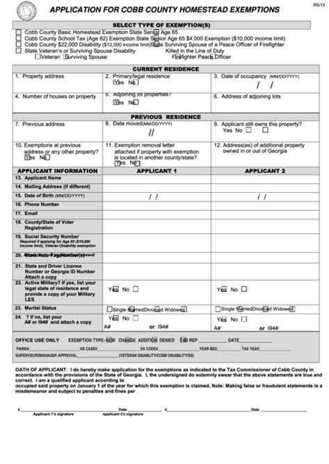 Cobb County Homestead Exemption Forms ExemptForm