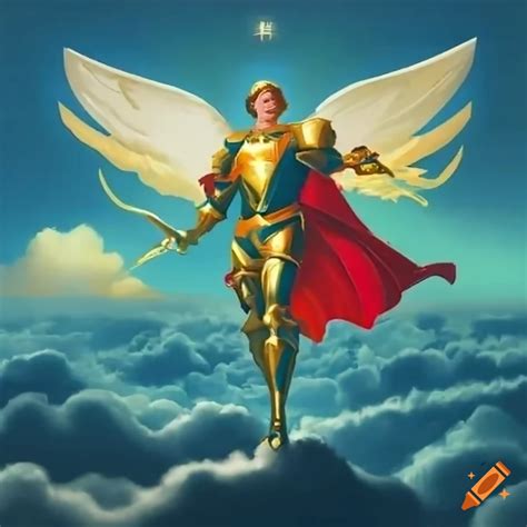 Depiction Of Archangel Michael In Golden Armor On Craiyon