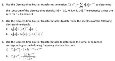 solved 1 use the discrete time fourier transform summation