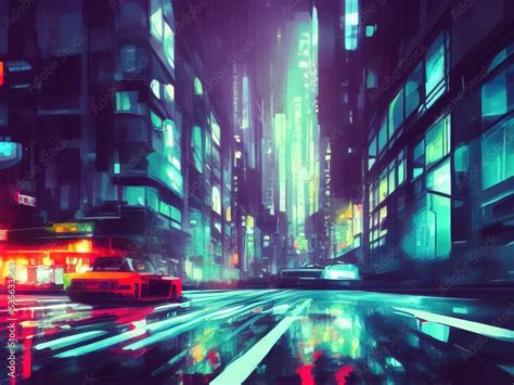 Cyberpunk Urban Abstract Future Wallpaper Multicolored Neon Lights