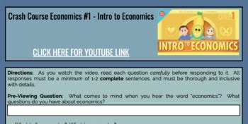 Crash Course Economics Intro To Economics Google Doc By Ashleigh