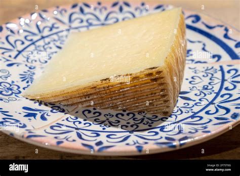 Cheese Collection Piece Of Spanisch Hard Manchego Cheese Made In La