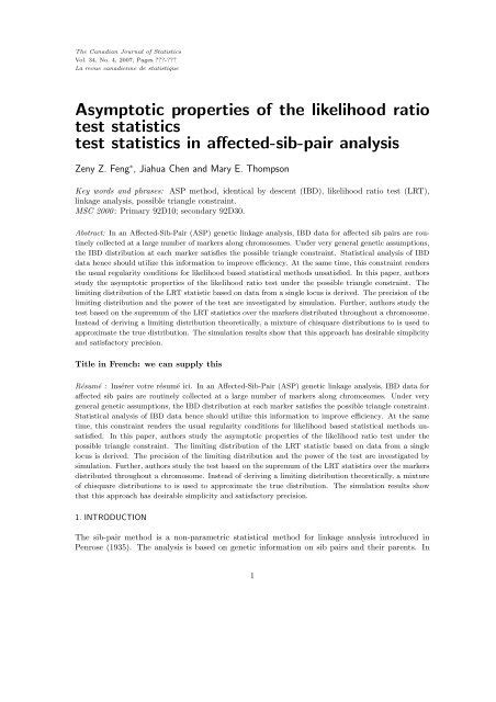 asymptotic properties of the likelihood ratio test statistics test