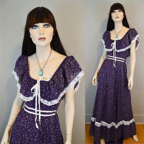 1970s Gunne Sax Dress Vintage Maxi Dress Dark Purple Prairie