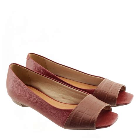 Sapatilha Peep Toe em Couro Legítimo ARZON