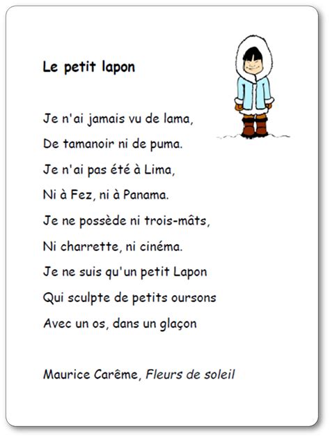 Po Sie Le Petit Lapon De Maurice Car Me Le Petit Lapon Po Sie Illustr E