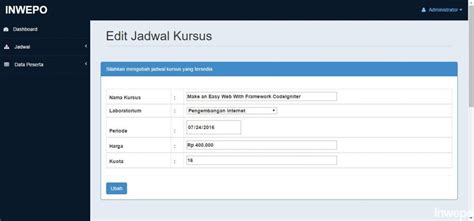 Tutorial Membuat Web Pendaftaran Kursus Menggunakan Codeigniter Crud