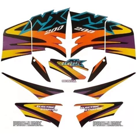 Plancha de calcomanías LBM Kit Adesivo Jogo Faixas Moto Honda Nx 200