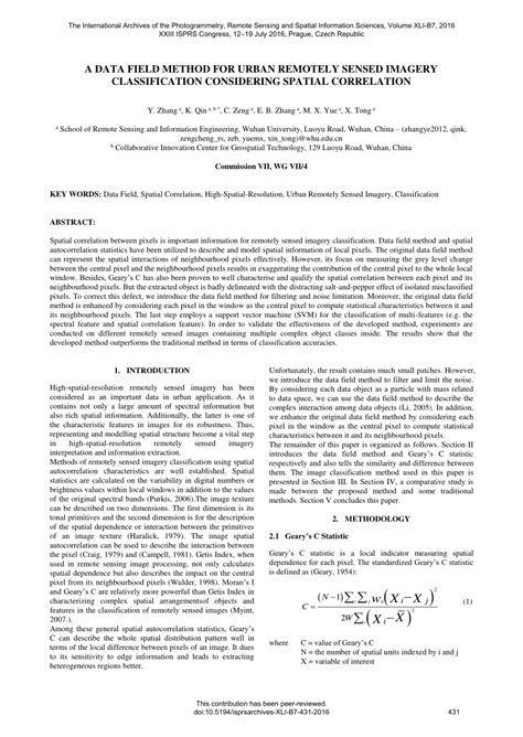 pdf a data field method for urban remotely sensed imagery classification considering spatial
