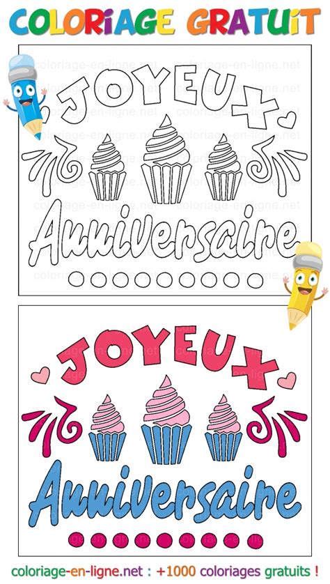 Coloriage Joyeux anniversaire Coloriage à imprimer ou à faire en
