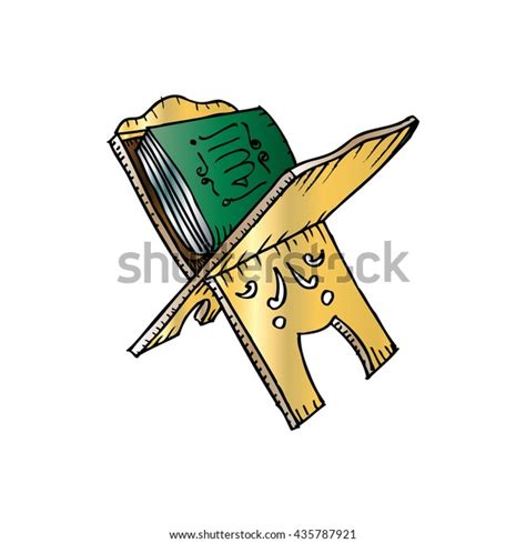 Quran On Wooden Book Stand Hand Stock Vector Royalty Free 435787921