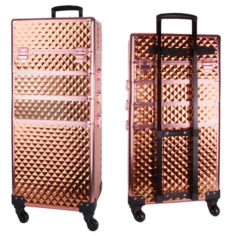 KUFEREK KOSMETYCZNY WIELKI XXXL 4w1 WALIZKA NA KÓŁKACH DIAMOND 3D ROSE