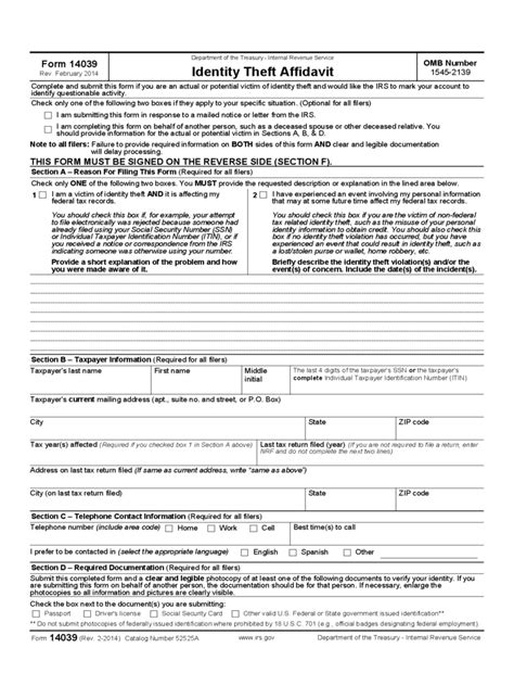Id Theft Affidavit Printable