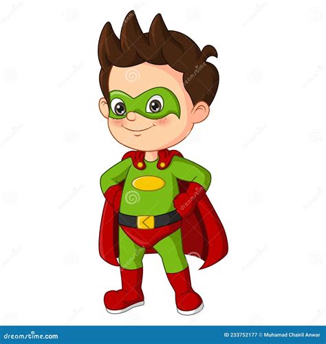 Dibujo Animado De Un Niño Superhéroe Feliz Ilustración del Vector