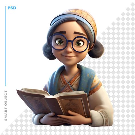Ilustra O D De Um Personagem De Desenho Animado Lendo Um Livro