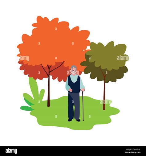 Mature Man Character In The Landscape Vector Illustration Stock Vector Image And Art Alamy