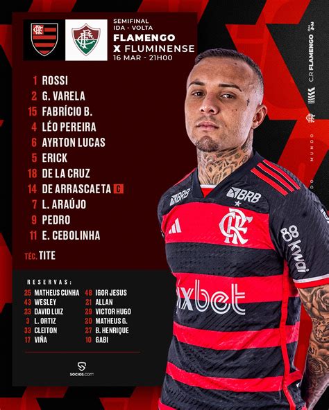Flamengo divulga escalação para jogo decisivo contra o Fluminense
