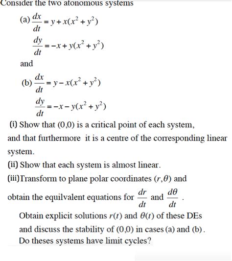 non linear systems of differential equations