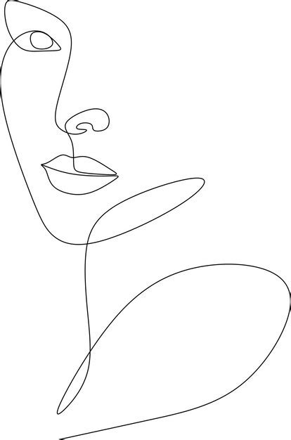 Garota abstrata rosto desenho contínuo de uma linha design de