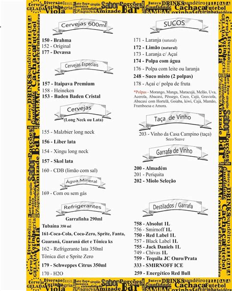 Menu Em Buteco Do Jair Pub Bar Campinas Rua Maria Tereza Dias Da Silva
