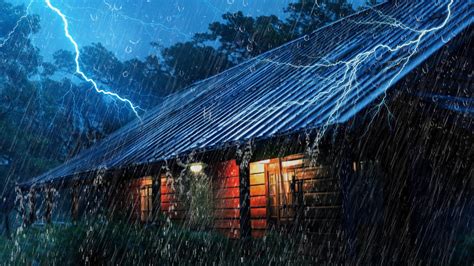 CHUVA PODEROSA Muitos trovão Som de Chuva e Trovoadas no Telhado