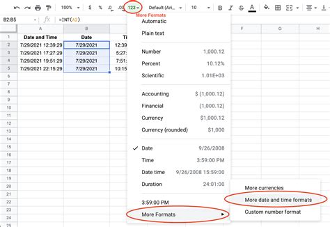 Separate Date And Time From A Timestamp In Google Sheets