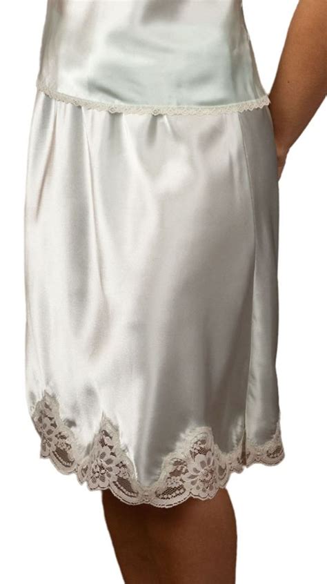 Womens Satin Skirt Slip With Lace Shadowline Lingerie