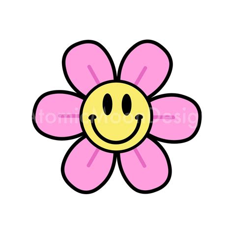 Cute Smiley Face Flower Retro SVG PNG JPEG Etsy