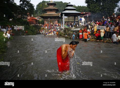 Kathmandu Nepal 1st Sep 2016 A Nepalese Hindu Devotee Takes A Holy