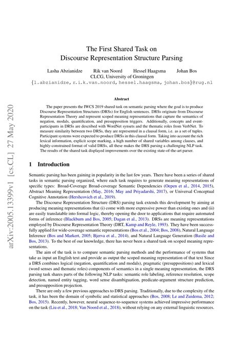 pdf the first shared task on discourse representation structure parsing
