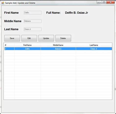 Sample Addeditupdate And Delete Using 2008 Sourcecodester
