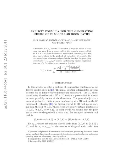 pdf explicit formula for the generating series of diagonal 3d rook paths
