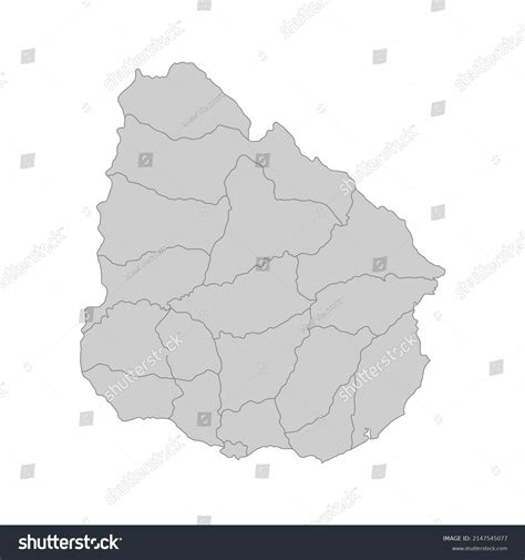 Outline Political Map Uruguay High Detailed Stock Vector Royalty Free