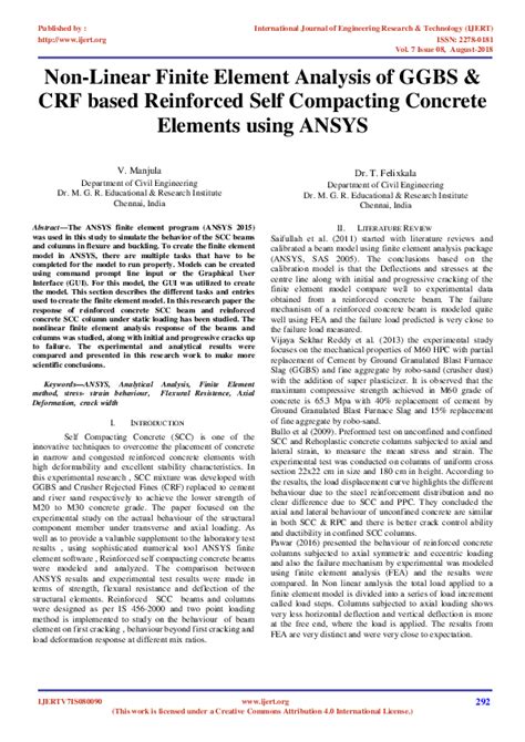 pdf ijert non linear finite element analysis of ggbs and crf based reinforced self compacting