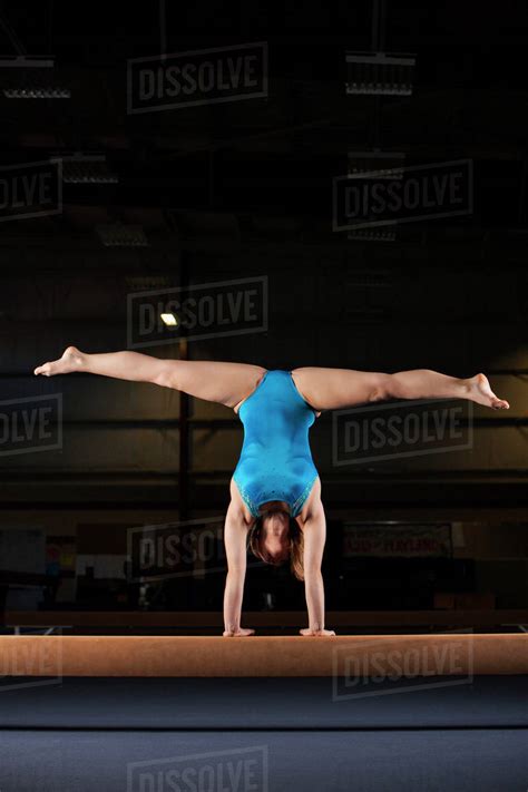 Gymnast Doing Handstand With Legs Split Stock Photo Dissolve