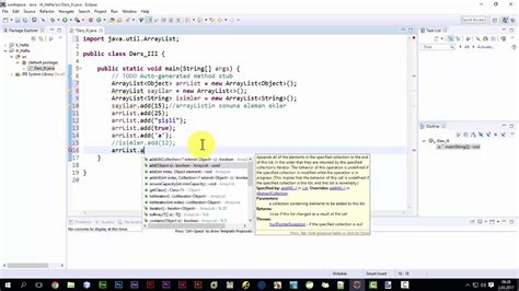java arraylist kullanımı ve Özellikleri 1 youtube