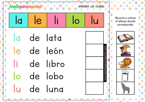 Aprender las silabas Actividades para niños PDF