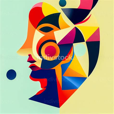 Abstract Geometric Face Creative Shapes Design Graphics With Textured